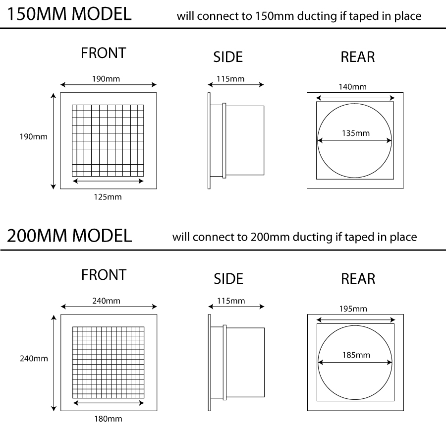 Vent Egg Crate Metal Square 150mm | Pure Ventilation
