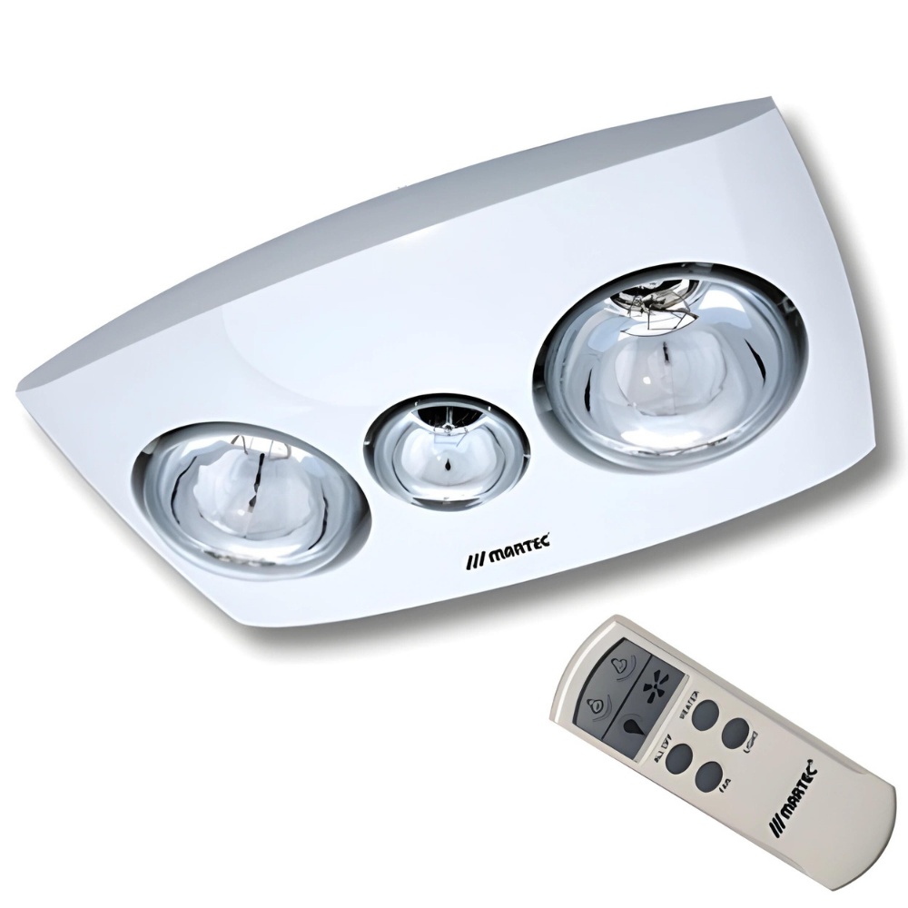Martec Contour2 Exhaust Fan + Heat + Light + Remote In White | Pure ...