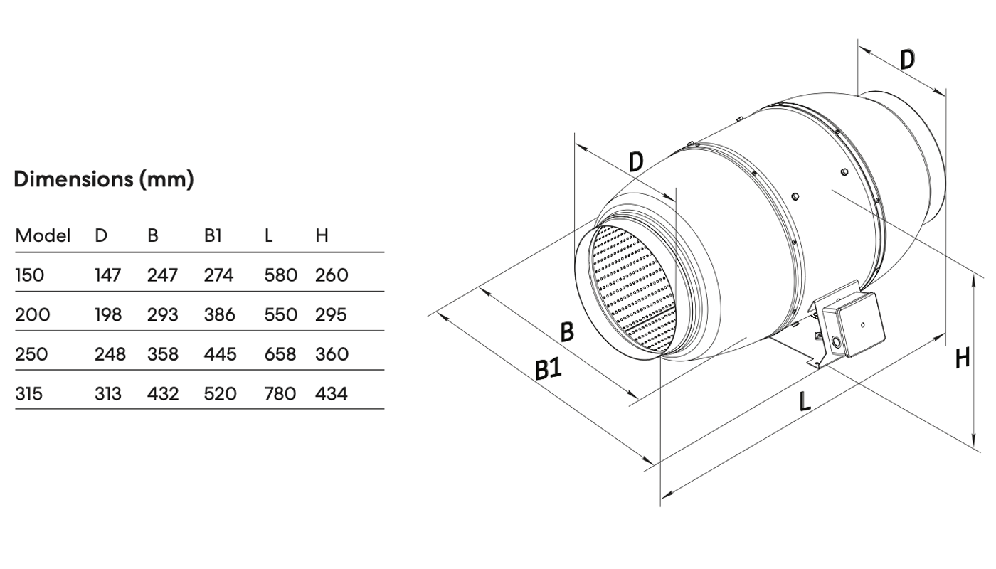 TT Silent Mixflow Inline Fan with Lead & Plug (200mm) | Pure Ventilation