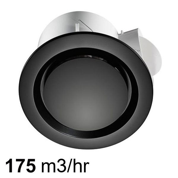Airbus 200 Low Profile Exhaust Fan with run on timer - Black