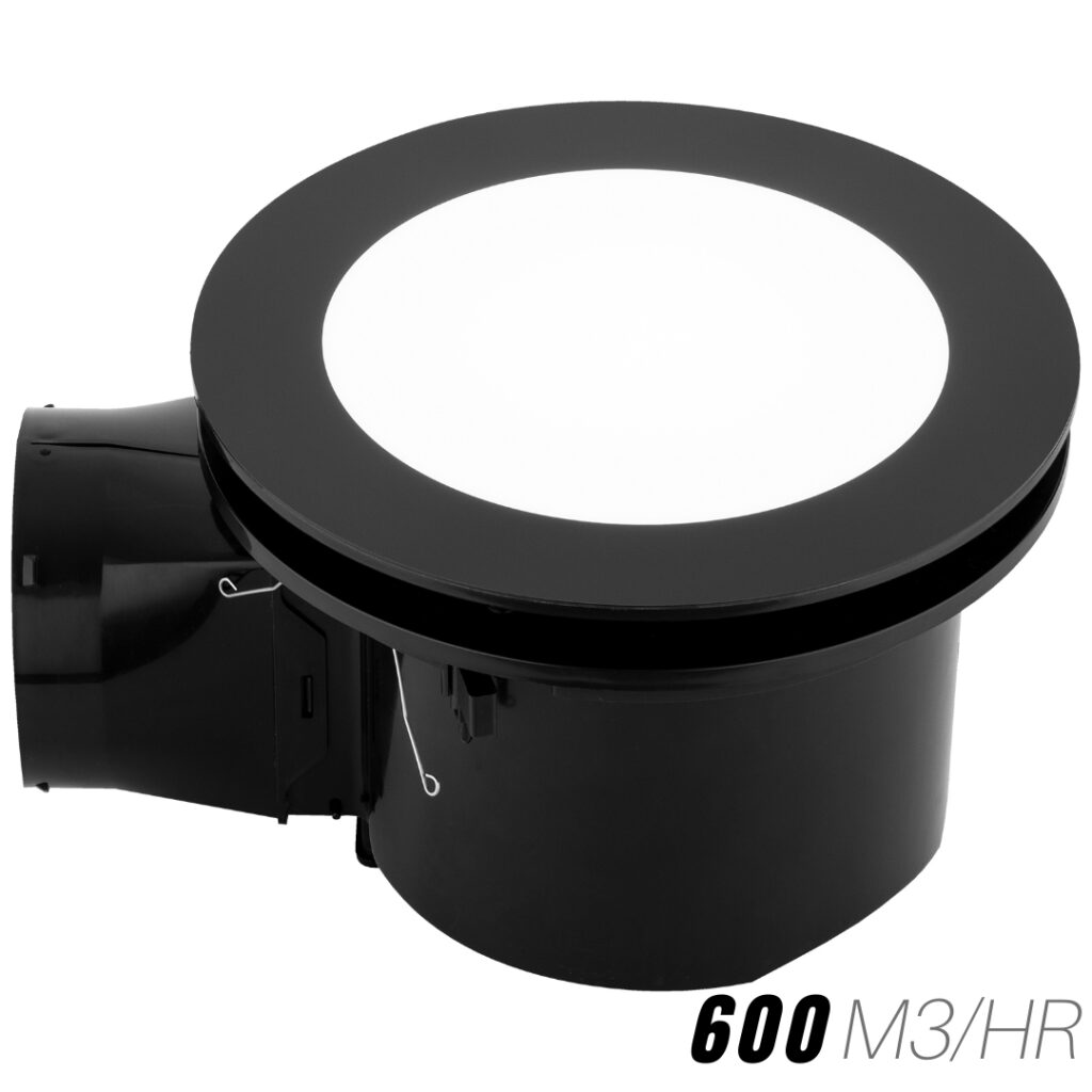 Mercator Turboline Round Exhaust Fan 300 with CCT LED - Black