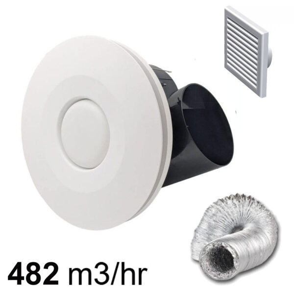 Fanco Hybrid LED Round Ceiling Exhaust Fan with 6m Duct and Flyscreen ...